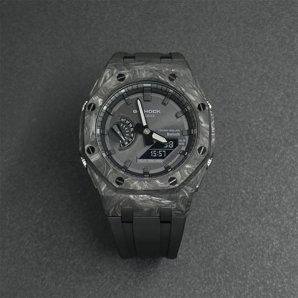 CasiOak Carbon Fiber Bezel Kit - Transform Your GA2100 Watch