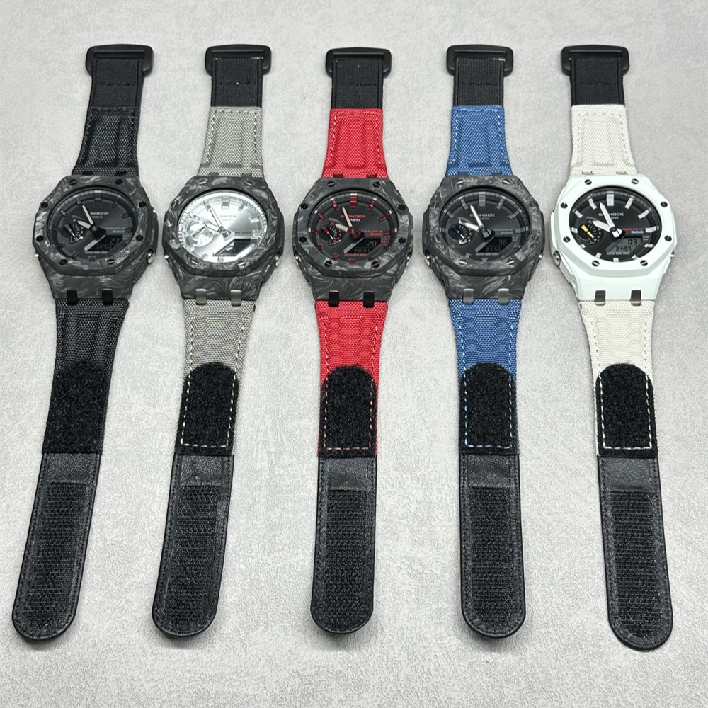 CasiOak Modified Velcro Nylon Canvas Leather Strap