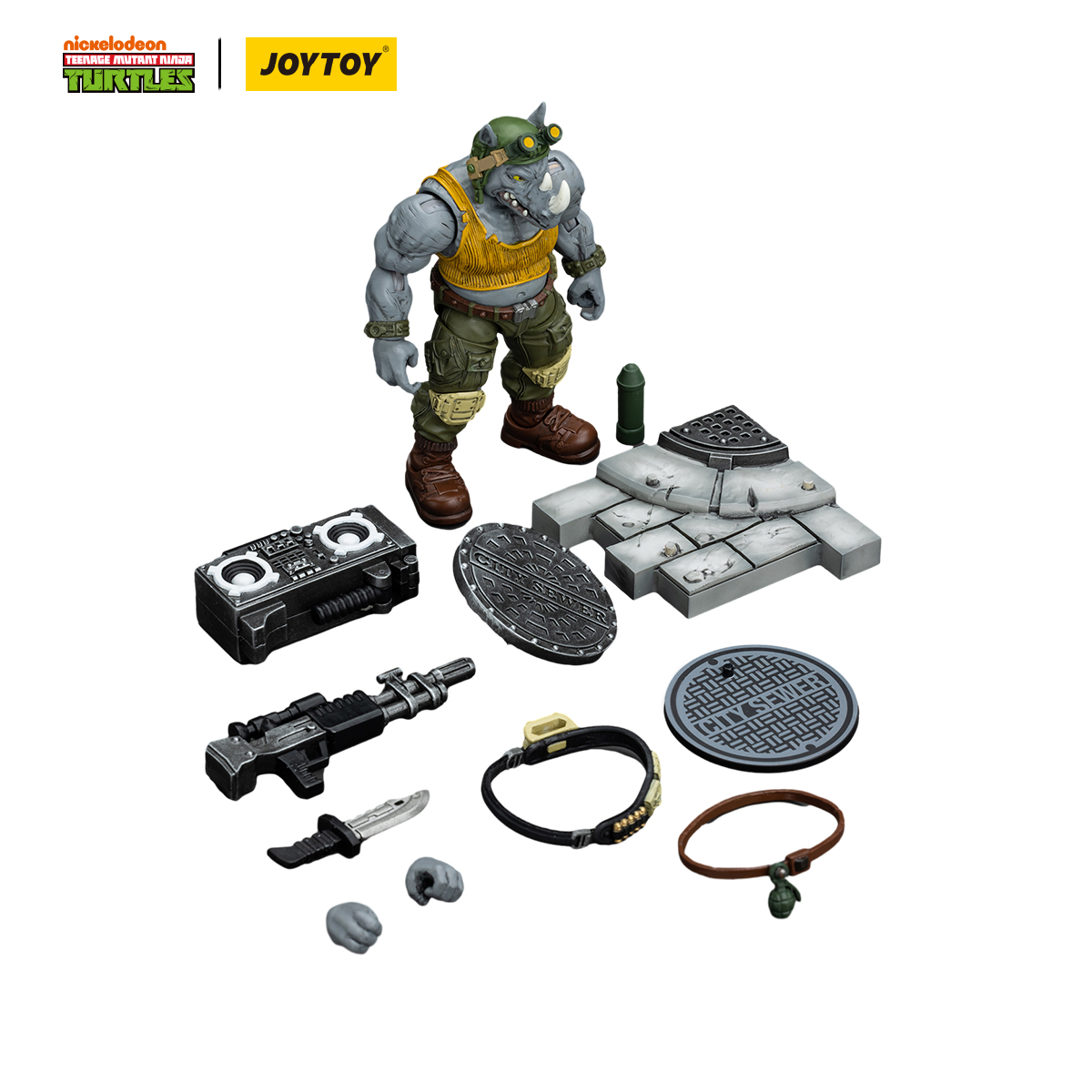 TMNT Rocksteady Action Figure 1/18 Scale Teenage Mutant Ninja Turtles Toy