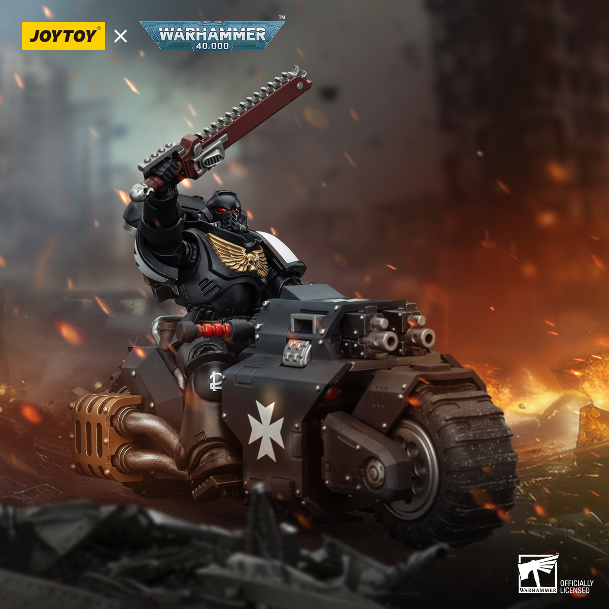 JOYTOY Warhammer 40K Space Marines Black Templars Outriders Action Figure