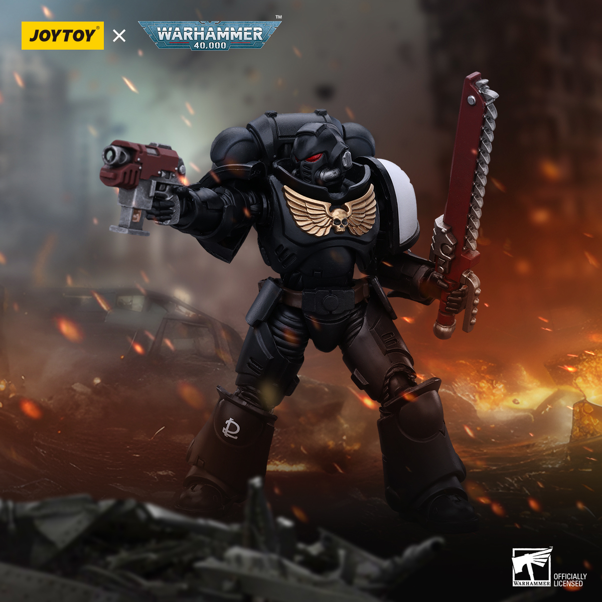 JOYTOY Warhammer 40K Space Marines Black Templars Outriders Brother Valtus