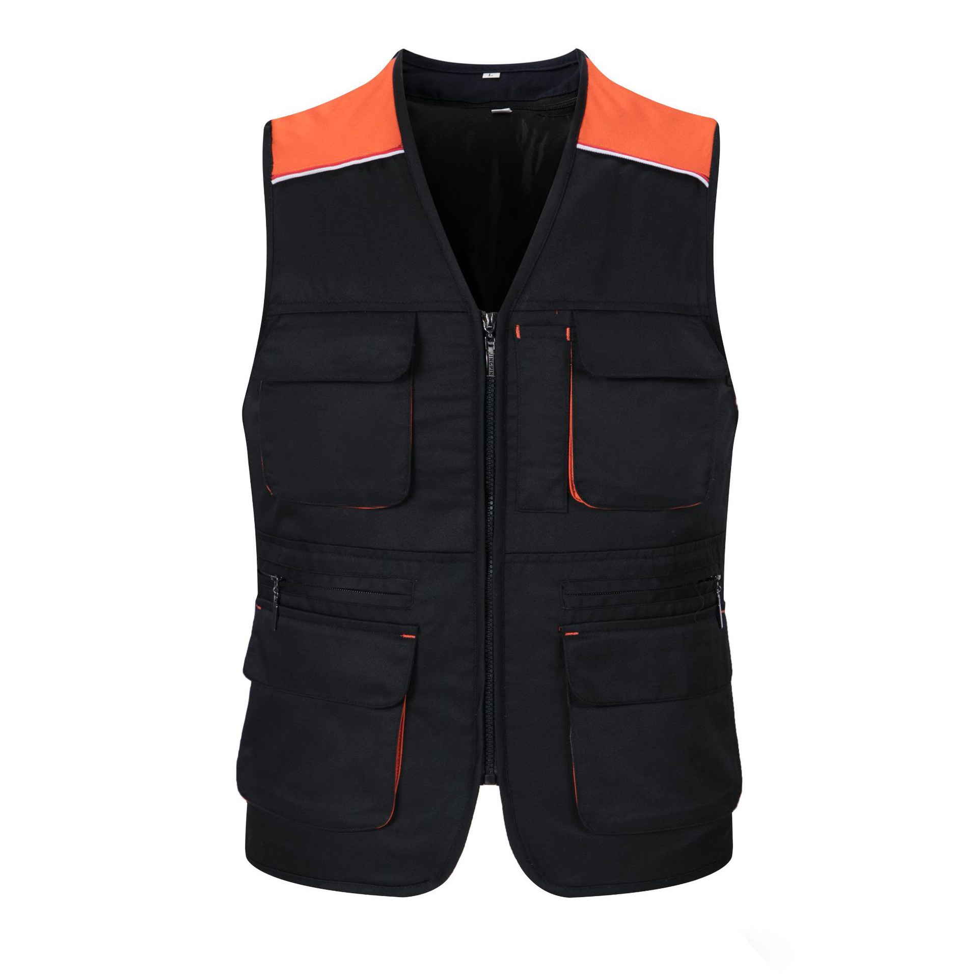 contrast color multi pocket cargo working vest workshop construction ...