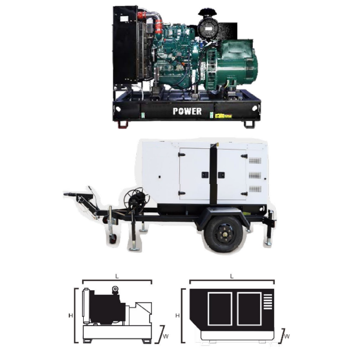 100kW 125kVA Diesel Generator 400Hz 3-phase 400V 37kW inverter trailer ...