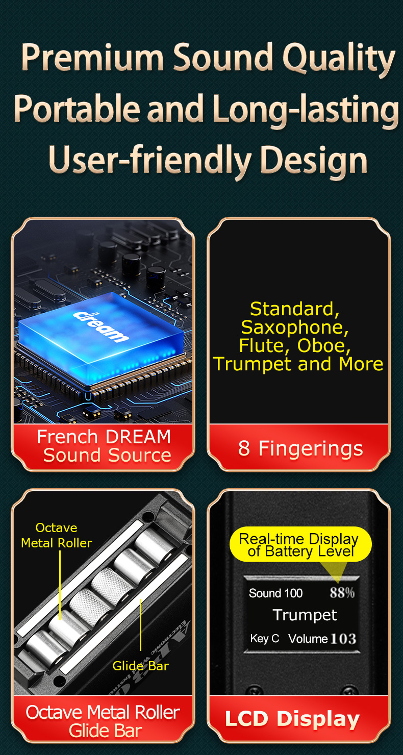 Electronic Wind Instrument, Aerophone, Digital Saxophone, 100 Sounds, 8 ...