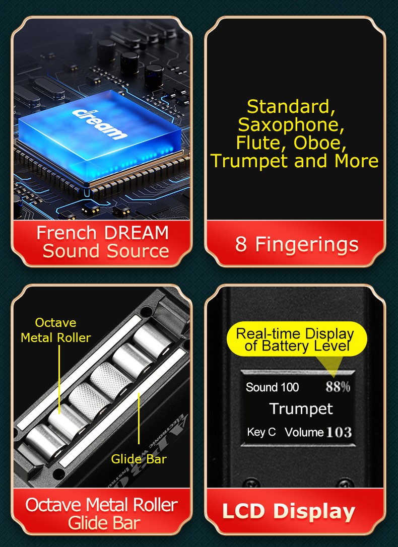 Electronic Wind Instrument, Aerophone, Digital Saxophone, 100 Sounds, 8 ...