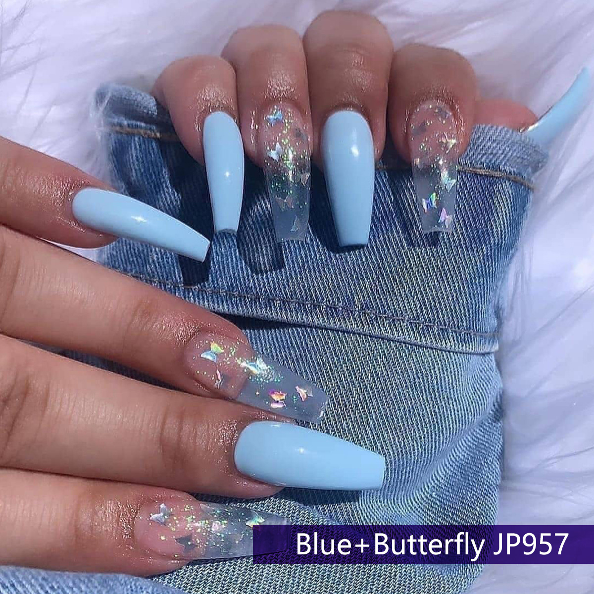 24pcs/box Artificial Nails With Glue Detachable Fake Nails Full Cover ...