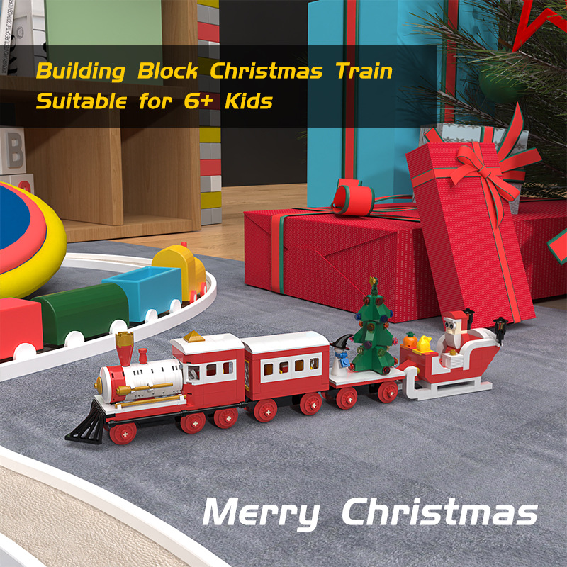BuildMoc self-designed children's toy building blocks Christmas train