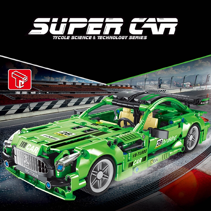T3028 Technic Cool green super car model building blocks 589pcs bricks ...