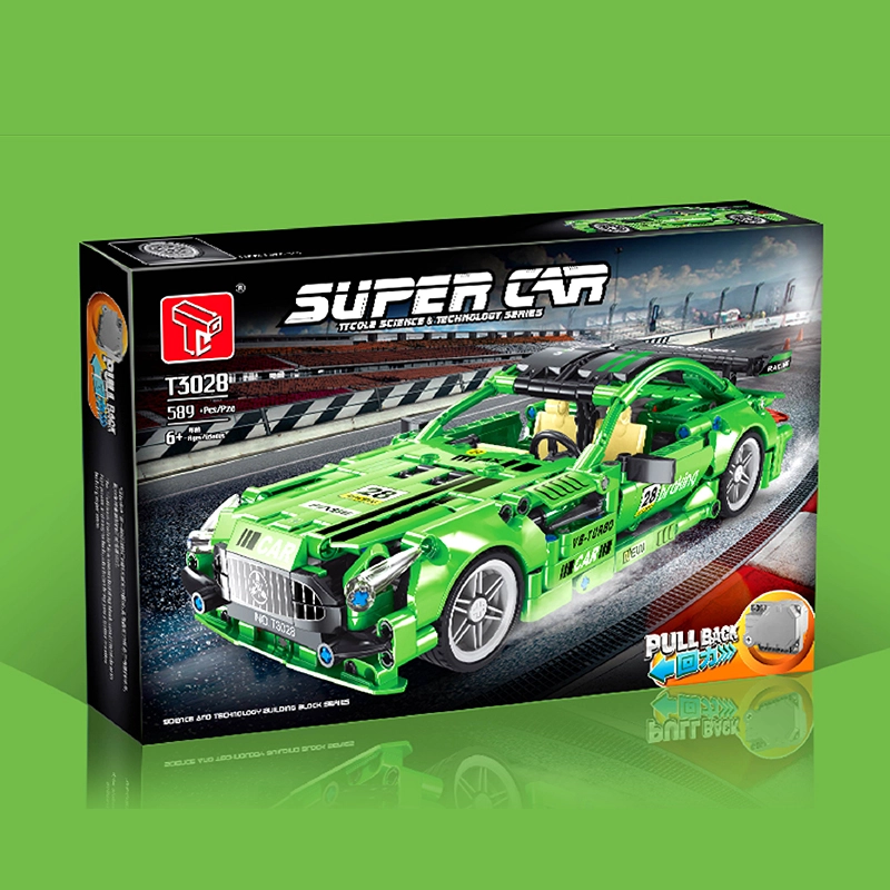 T3028 Technic Cool green super car model building blocks 589pcs bricks ...