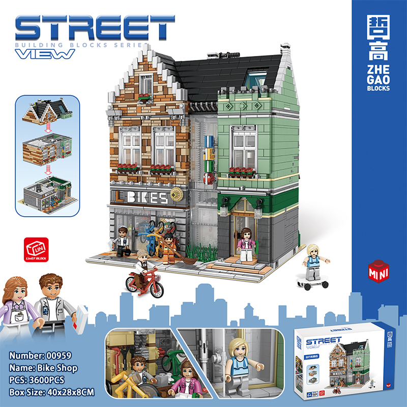 LEGO MOC [Mini Micro Bricks] ZHEGAO 00959 Bike Shop Modular Building