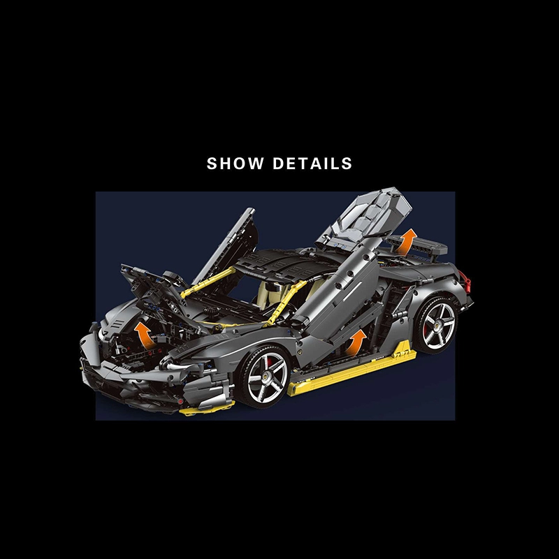 BuildingBlock K1-1A Technic Black Lamborghini Centenario 1:8 hypercar ...