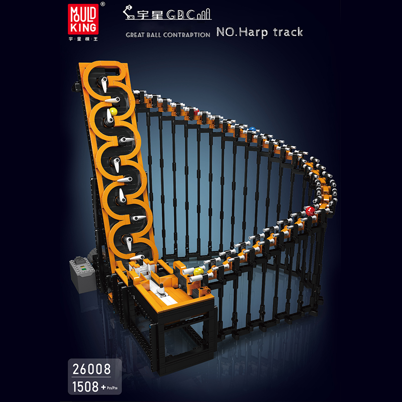 [With Motor]MOULD KING 26008 Great Ball Contraption：Harp Track Technic