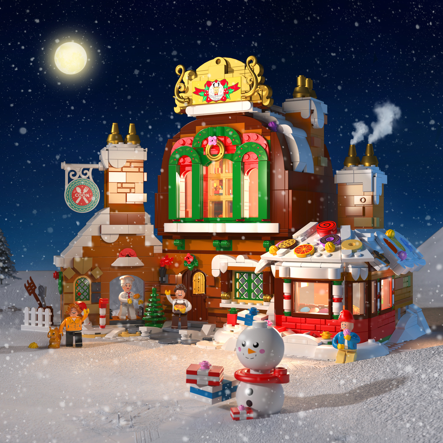 【Mini Micro Bricks】ZHEGAO DZ6025 Creator Christmas Gingerbread House ...