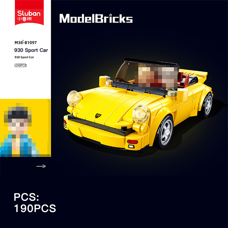 LEGO MOC Sluban M38-B1097 Model Car Speed Champions Yellow 930 Racers Sports Car Building Blocks ...
