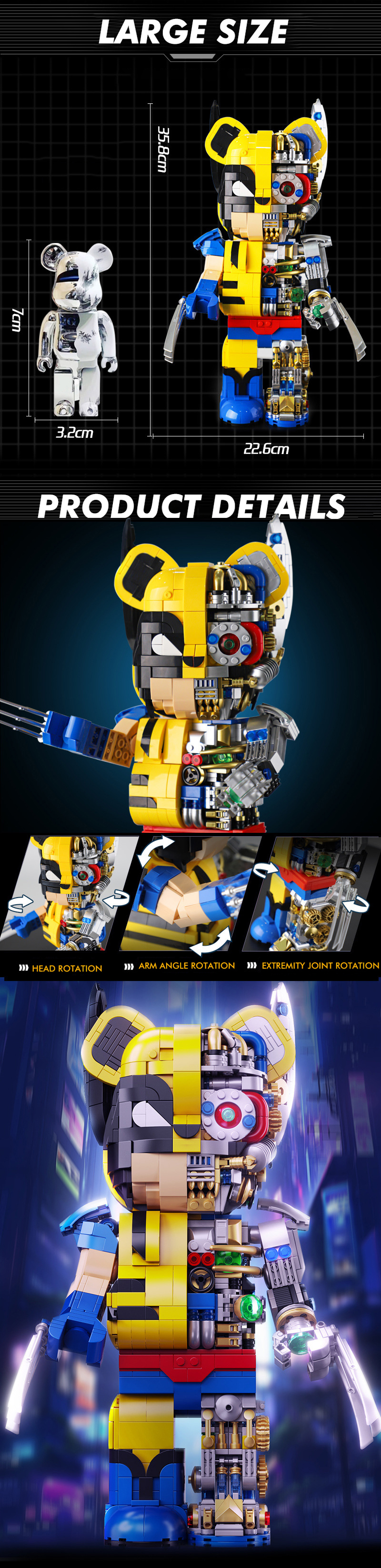 WANGAO 188013 Wolverine Semi-Mechanical Bear Brick