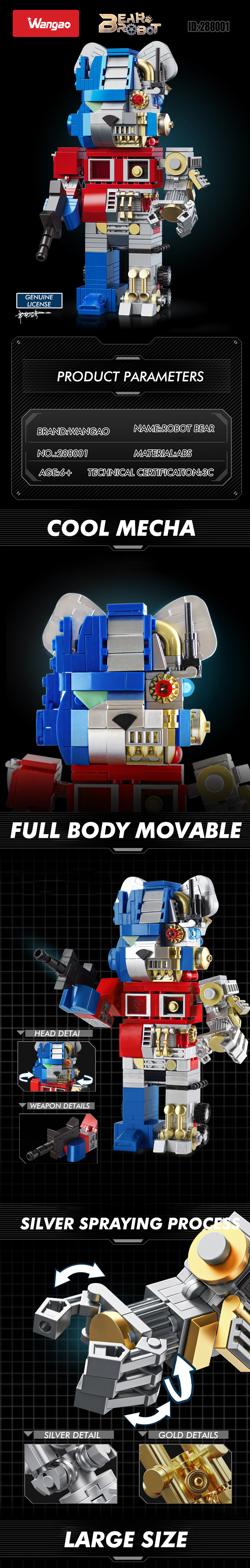 Wangao 288001 Optimus Prime Semi-Mechanical Bear Brick