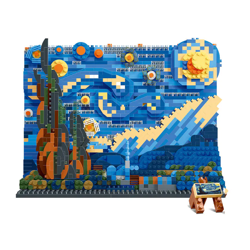 LEGO MOC [Mini Micro Bricks]MoYu Block MY97042 The Starry Night Art and ...