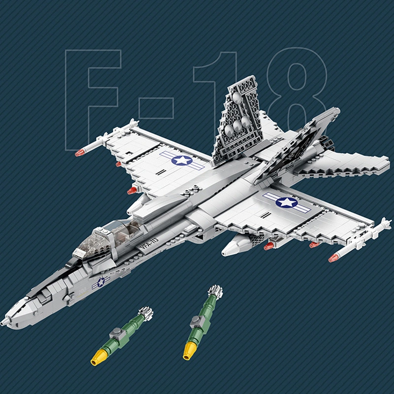 LEGO MOC Reobrix 33022 F-18 Carrier Based Fighter Jet Military