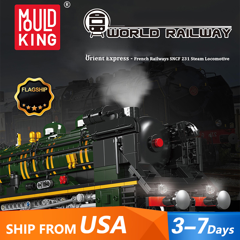 [With Motor]Mould King 12025 Orient Express-French Railways SNCF 231 Steam Locomotive Train City ...