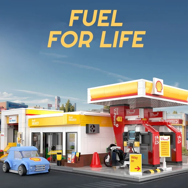 LEGO MOC CaDA Shell Station Mini-Building Scene Creator