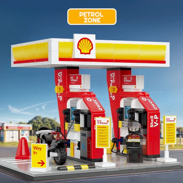 LEGO MOC CaDA Shell Station Mini-Building Scene Creator