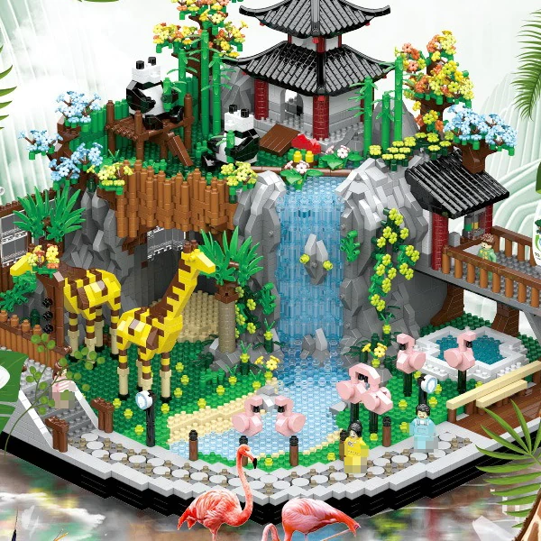 LEGO MOC [Mini Micro Bricks] LHCX 822 Zoo Integrated Park Modular Buildings