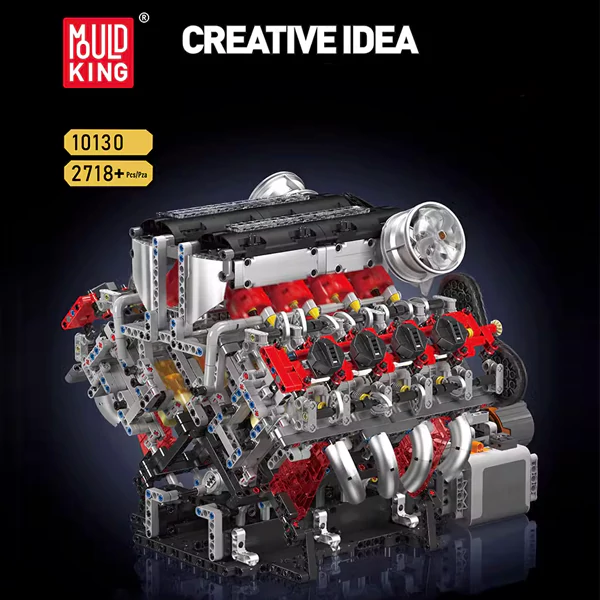 [With Motor] MouldKing 10130 F488 Supercar V8 Engine Technic