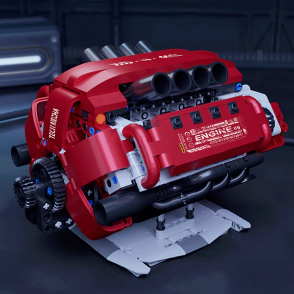 LEGO MOC ONEBOT OBFDJ18AIQI V8 Engine Model Technic