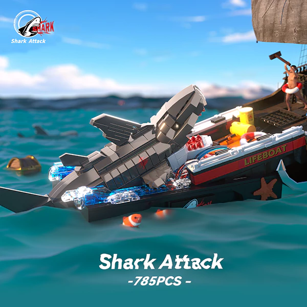 Bricklee 10801 Great White Shark Attack Scene Creator Expert