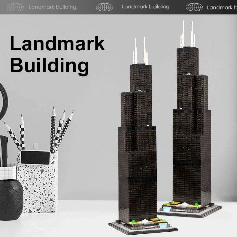Studio MOC 127024 Willis Tower (Sears Tower) 1:800 Scale US Warehouse ...