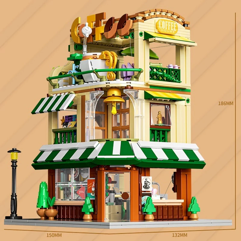 [Mini Micro Bricks] ZHEGAO 613034 Jime Cafe Modular Buildings