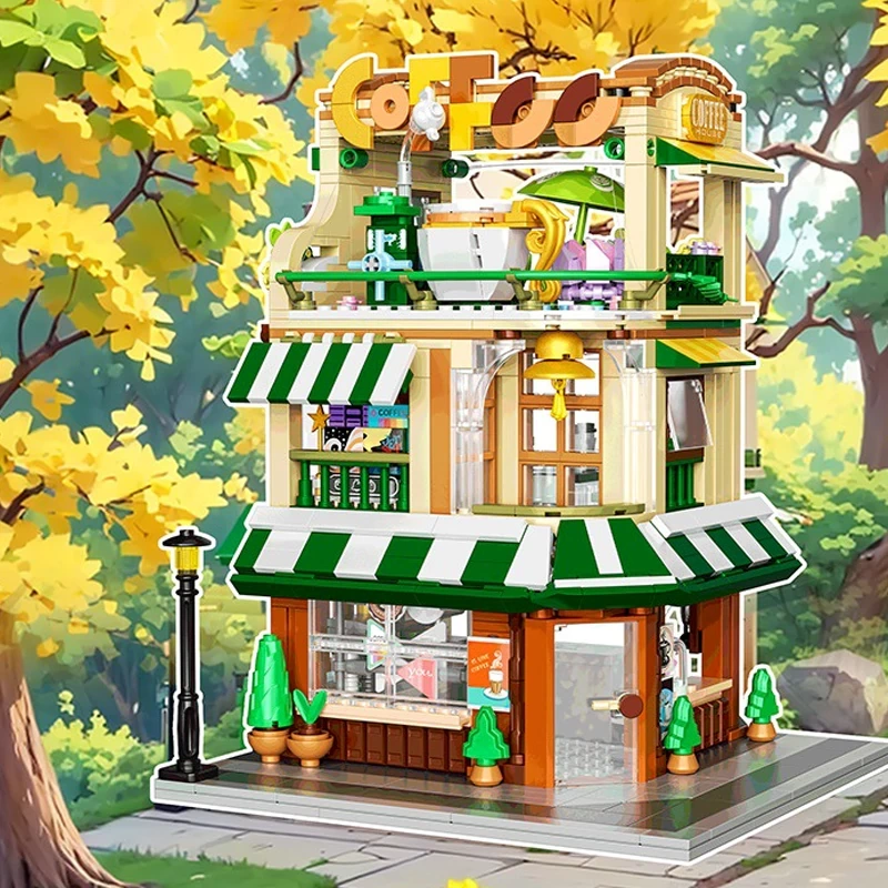 [Mini Micro Bricks] ZHEGAO 613034 Jime Cafe Modular Buildings