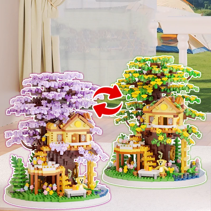 [Mini Micro Bricks] YKO P2243 Cherry Blossom Tree House Modular Buildings