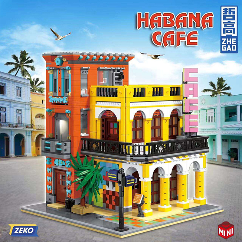 【Mini Micro Bricks】ZHEGAO DZ6020 Creator Expert Cafe Havana Shining ...