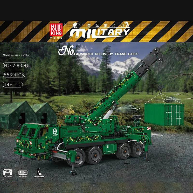 [With Motor]Mould King 20009 Armored Recovery Crane G-BKF Technic