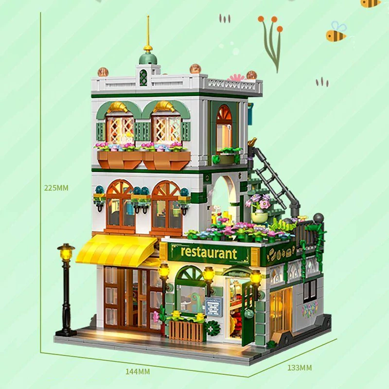 [Mini Micro Bricks] ZHEGAO 613033 Restaurant Modular Buildings