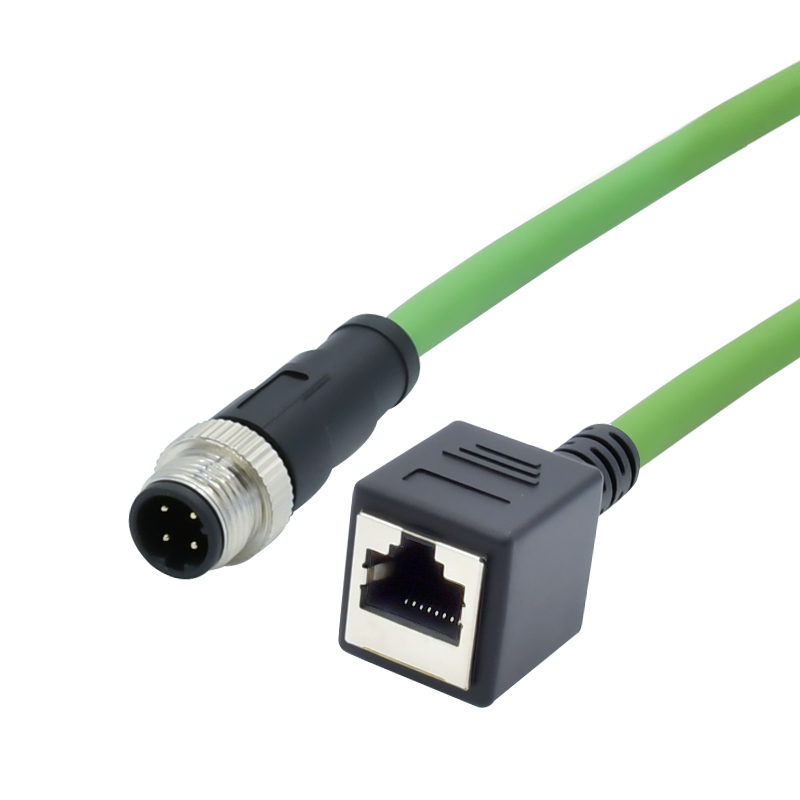 Waterproof ip67 M12 A D code 4 pin male to female Cat6 cable m12 to ...