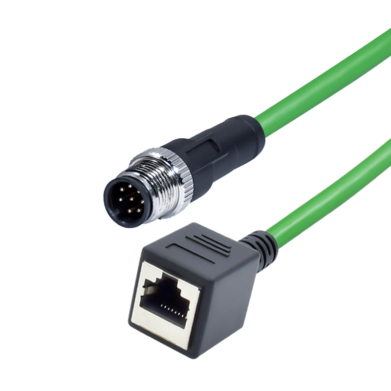 Waterproof ip67 M12 A D code 4 pin male to female Cat6 cable m12 to ...