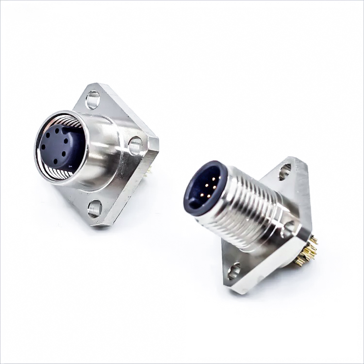 IP67 IP68 M12 connector 4 pin waterproof A B D S Code Flange circular ...