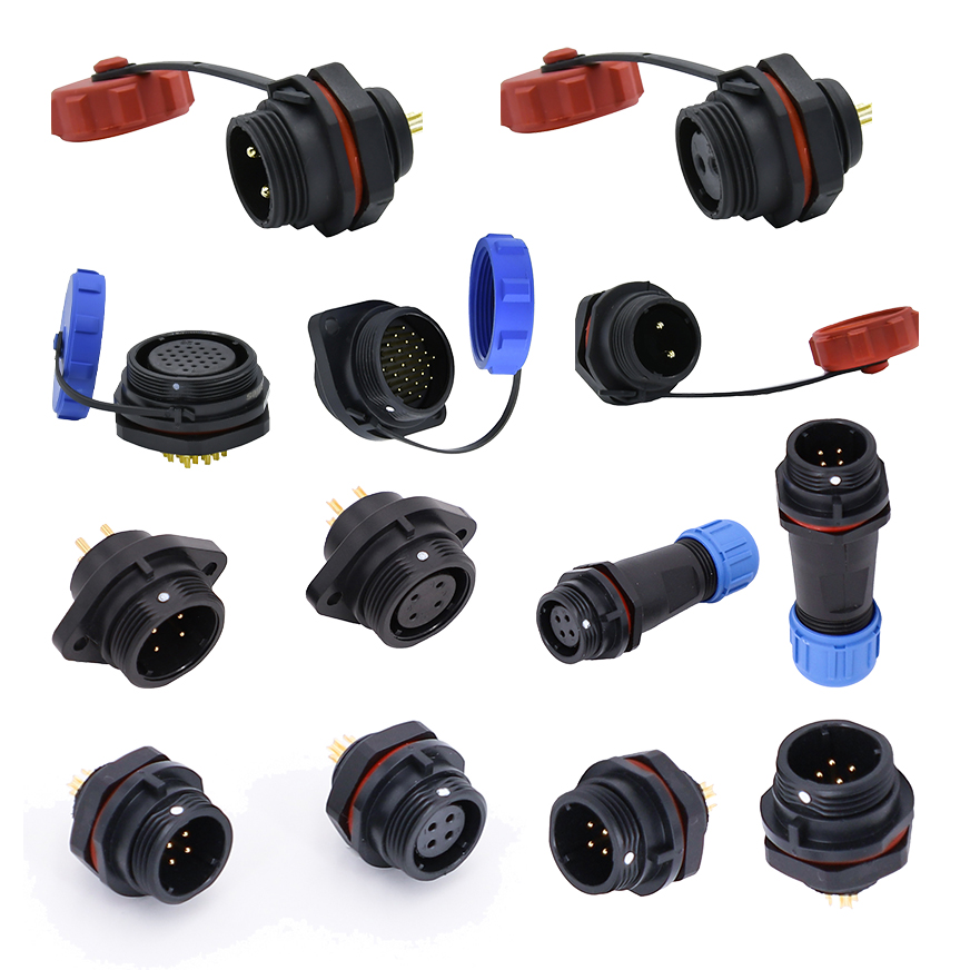 Industrial Threaded Male 2 3 4 Pin Plastic Sp17 IP68 Circular Socket,SP ...