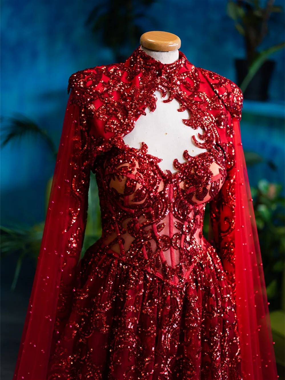 Red Sparkle Lace Prom Dress/Photo Shoot Dress