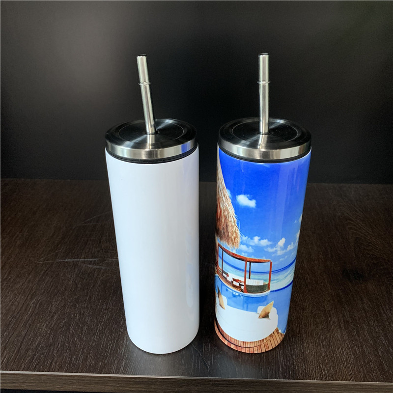 YIPAI 20oz Blank Sublimation White Diy 20oz Skinny Slurp Straw Tumbler