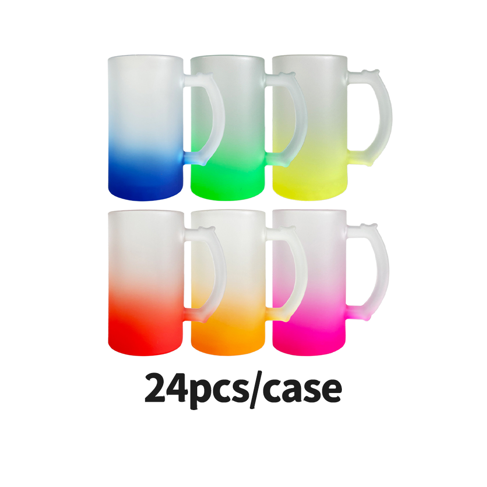 YIPAI BLB037 16oz Blank Sublimation Gradient Frosted Color Beer Mug ...