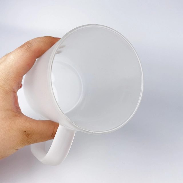 YIPAI 17oz Clear Frosted Sublimatable Glass Coffee Mug with Handle For ...