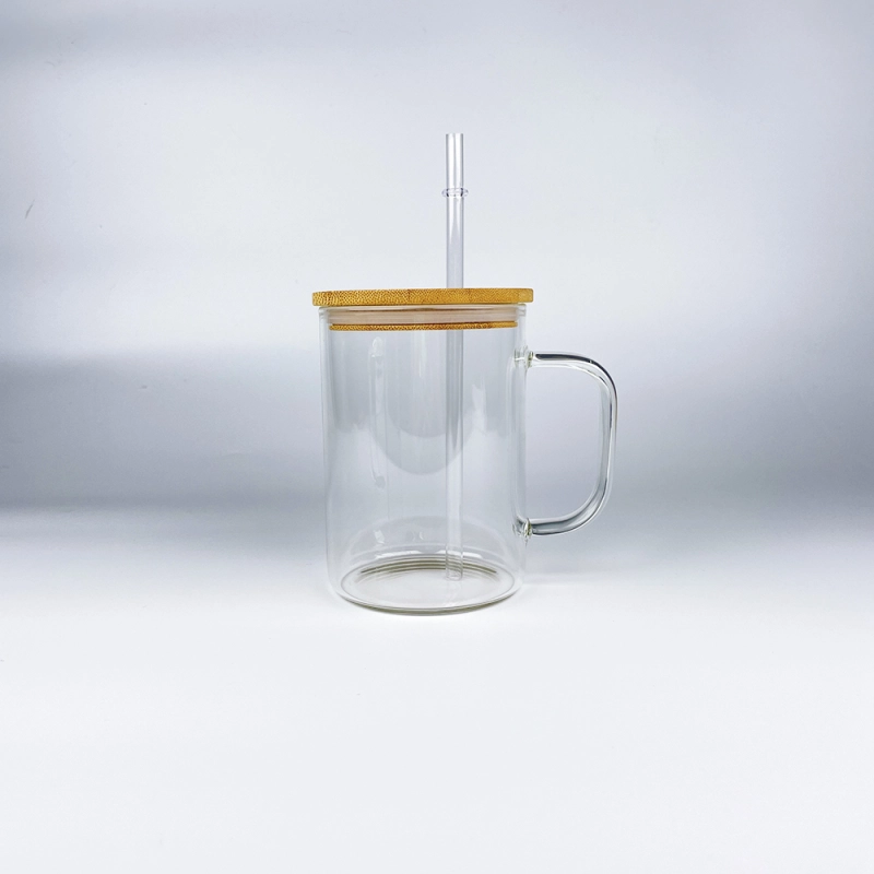 YIPAI 17oz Clear Frosted Sublimatable Glass Coffee Mug with Handle For ...