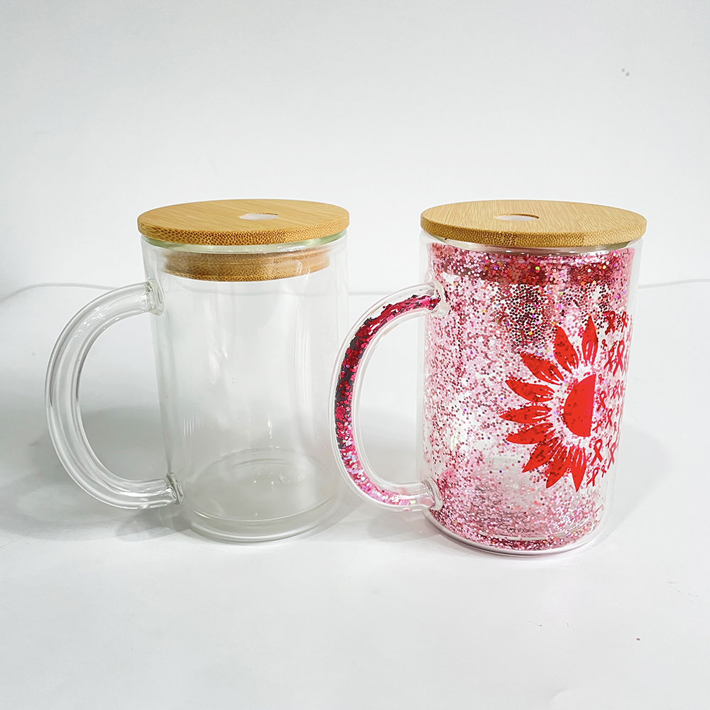 YIPAI USA Warehouse 15oz Double Walled Snow Globe Glass Mugs With ...