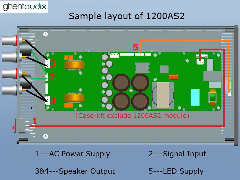 (BH365a-S1) DIY Stereo Case-kit for ICEpower 1200AS2