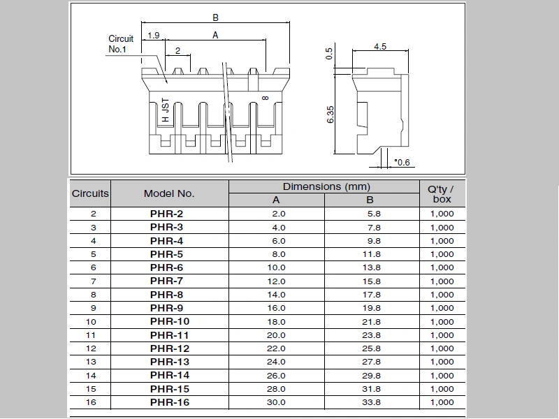 PHR-4 Housing & Contact (4-ways)