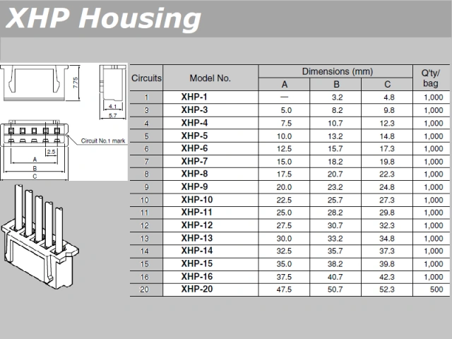 XHP-4 Housing & Contact (4-ways)