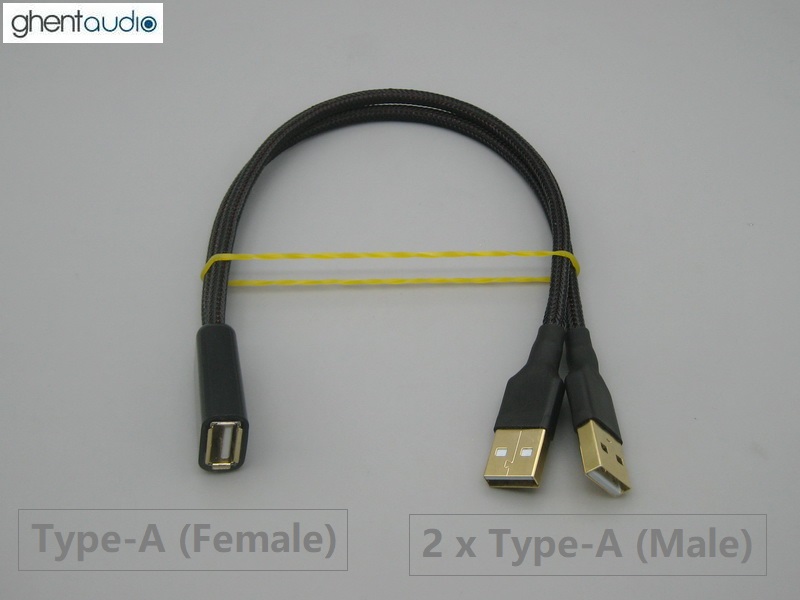 (U23) Type-A (Female to 2 x Male) 1:2 Y-Cable